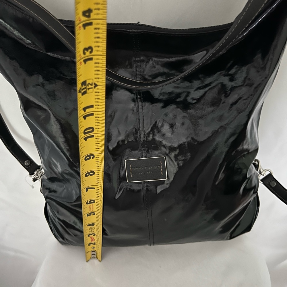 Tommy Hilfiger Patent Leather Backpack Shoulder Bag - Gem